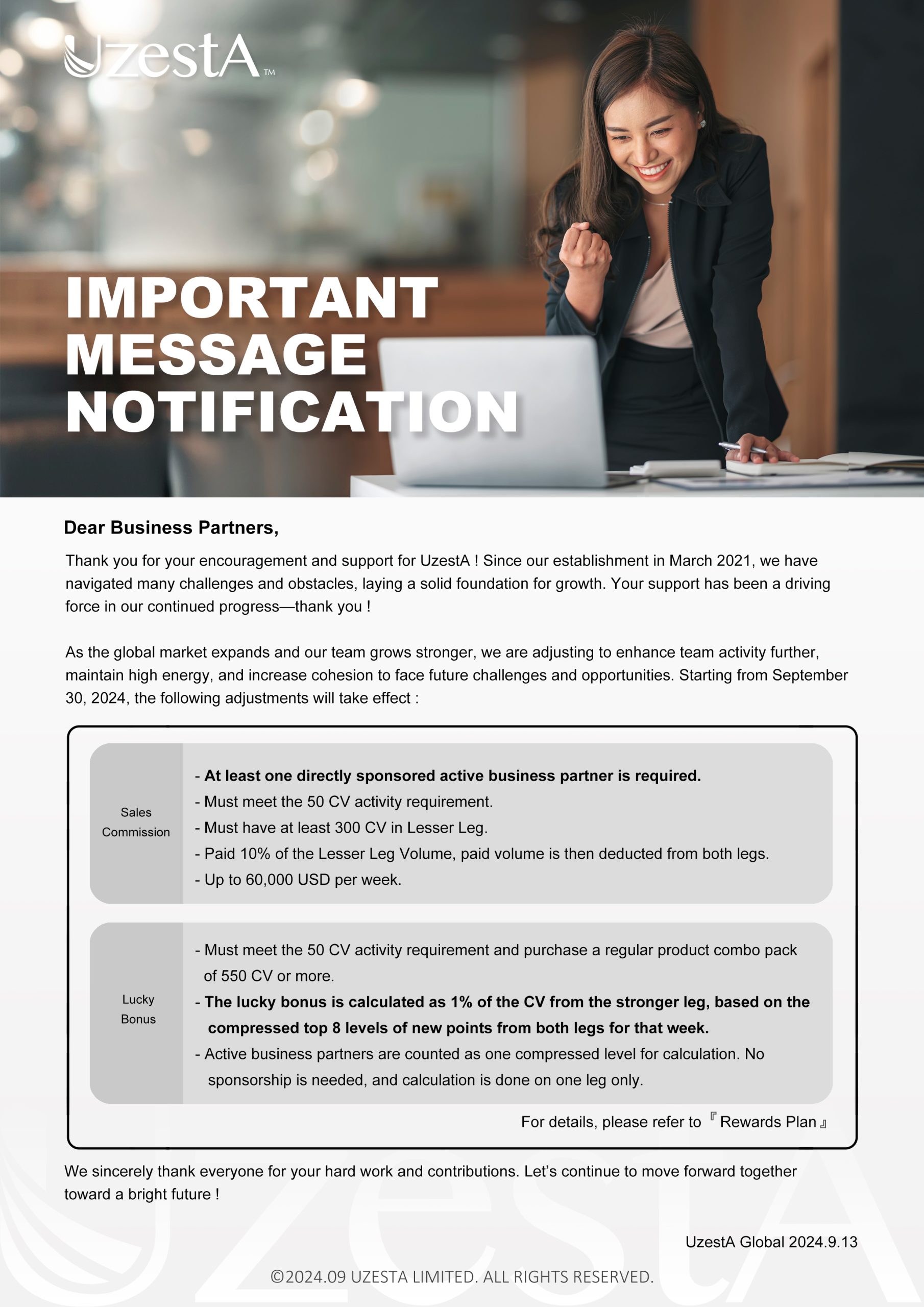 IMPORTANT MESSAGE NOTIFICATION - UzestA | Happy Health Everyday
